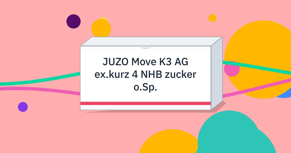 Symbolbild: Packung mit der Aufschrift JUZO Move K3 AG ex.kurz 4 NHB zucker o.Sp. (PZN 18585047) – Verfügbarkeit und Bezug in Apotheken in Frankfurt am Main
