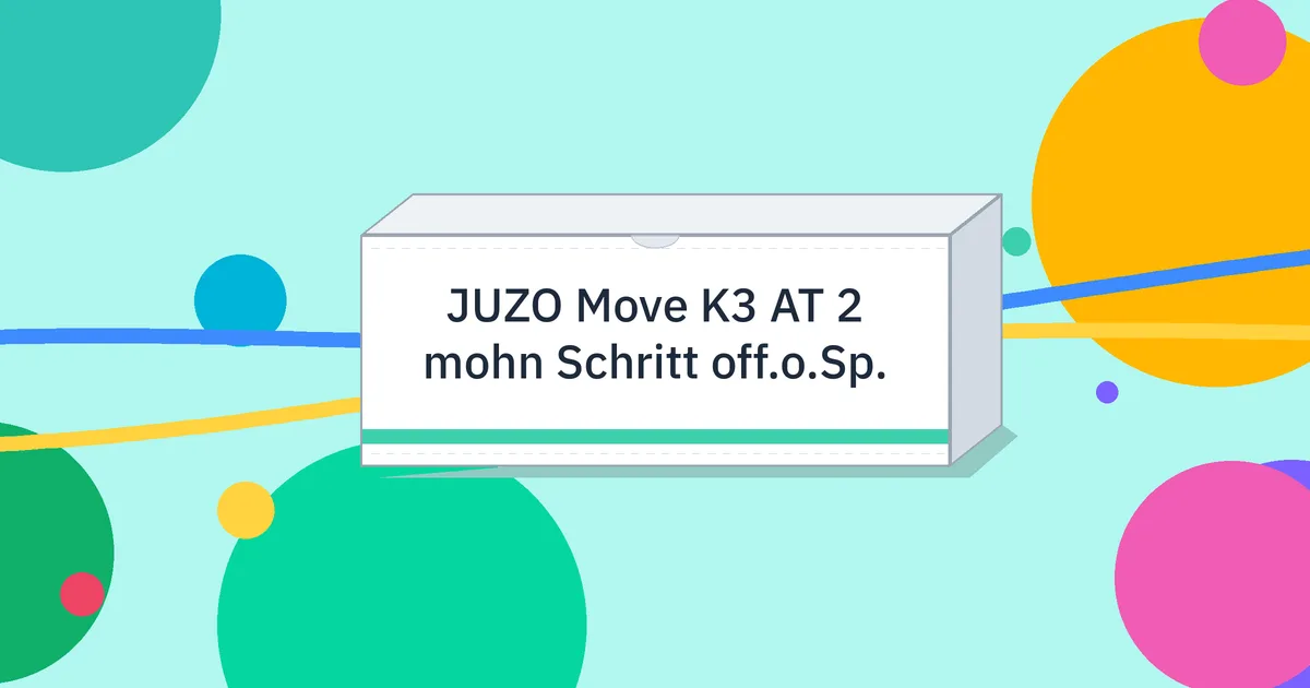 Symbolbild: Packung mit der Aufschrift JUZO Move K3 AT 2 mohn Schritt off.o.Sp. (PZN 20679198) – Verfügbarkeit und Bezug in Apotheken in Frankfurt am Main