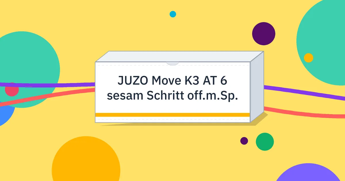 Symbolbild: Packung mit der Aufschrift JUZO Move K3 AT 6 sesam Schritt off.m.Sp. (PZN 20677472) – Verfügbarkeit und Bezug in Apotheken in Frankfurt am Main
