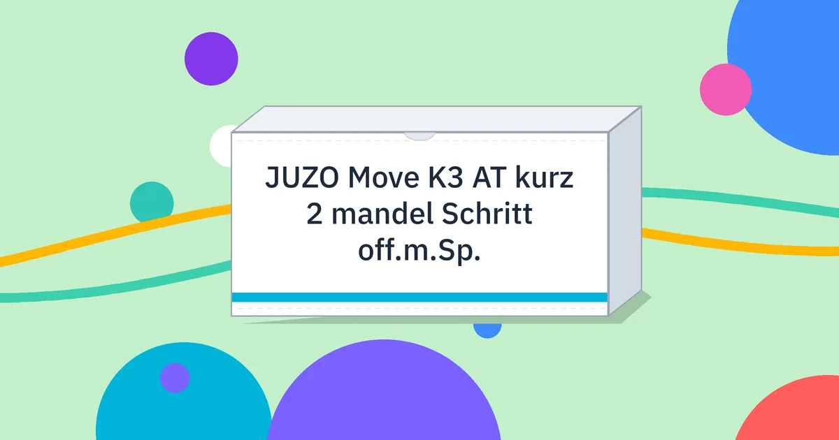 Symbolbild: Packung mit der Aufschrift JUZO Move K3 AT kurz 2 mandel Schritt off.m.Sp. (PZN 20683774) – Verfügbarkeit und Bezug in Apotheken in Frankfurt am Main