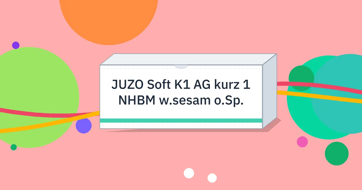 Symbolbild: Packung mit der Aufschrift JUZO Soft K1 AG kurz 1 NHBM w.sesam o.Sp. (PZN 14996227) – Verfügbarkeit und Bezug in Apotheken in Frankfurt am Main