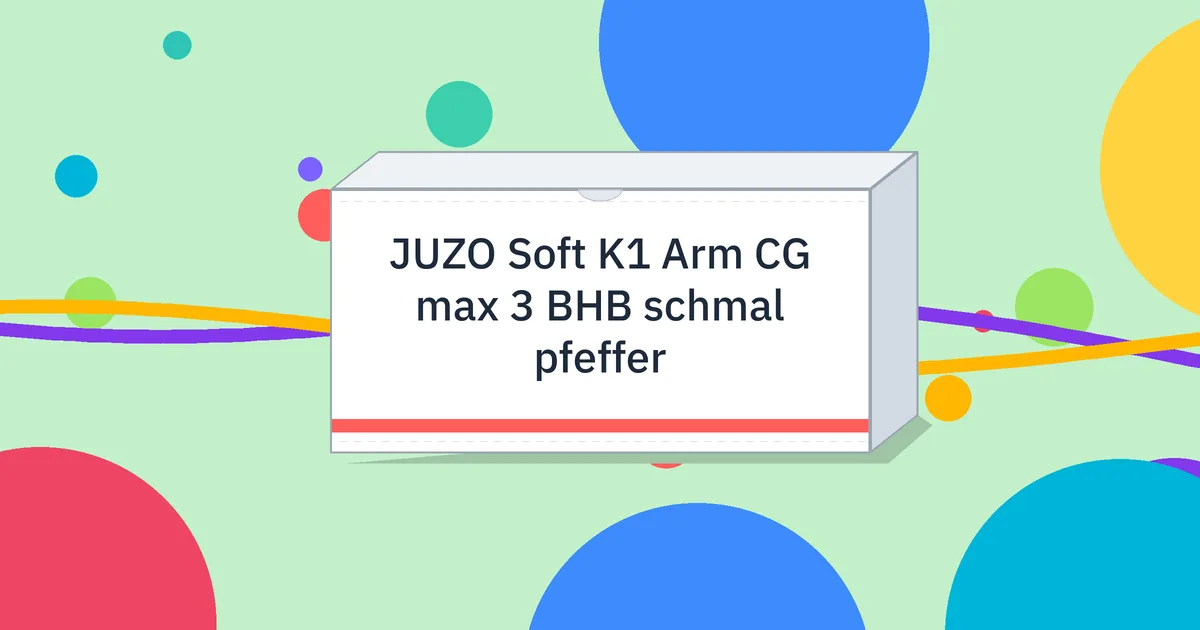 Symbolbild: Packung mit der Aufschrift JUZO Soft K1 Arm CG max 3 BHB schmal pfeffer (PZN 15509382) – Verfügbarkeit und Bezug in Apotheken in Frankfurt am Main