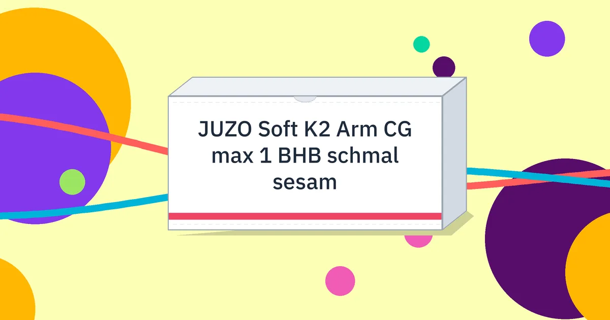 Symbolbild: Packung mit der Aufschrift JUZO Soft K2 Arm CG max 1 BHB schmal sesam (PZN 15513219) – Verfügbarkeit und Bezug in Apotheken in Frankfurt am Main