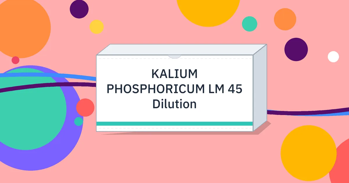 Symbolbild: Packung mit der Aufschrift KALIUM PHOSPHORICUM LM 45 Dilution (PZN 12924778) – Verfügbarkeit und Bezug in Apotheken in Frankfurt am Main