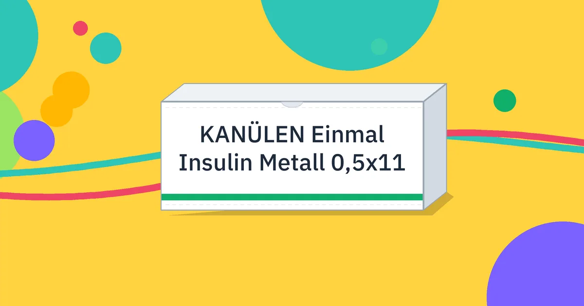 Symbolbild: Packung mit der Aufschrift KANÜLEN Einmal Insulin Metall 0,5x11 (PZN 01965432) – Verfügbarkeit und Bezug in Apotheken in Frankfurt am Main