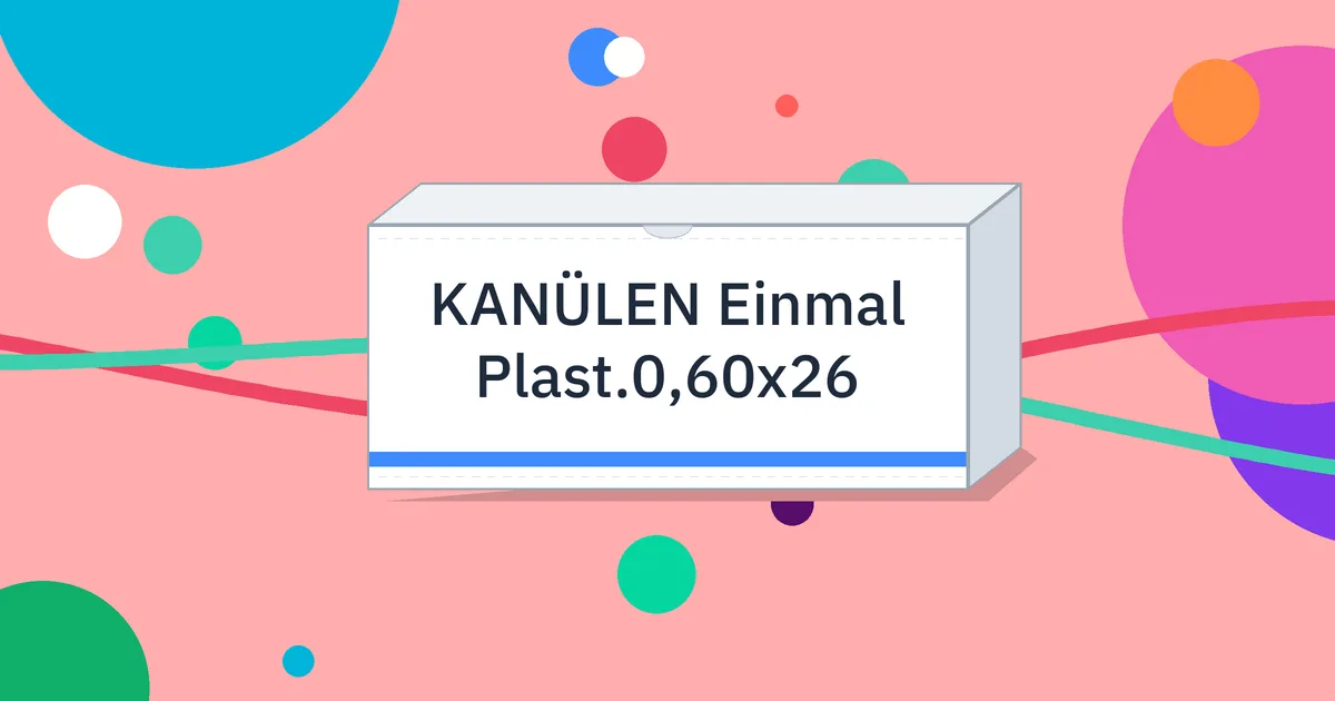 Symbolbild: Packung mit der Aufschrift KANÜLEN Einmal Plast.0,60x26 (PZN 01729128) – Verfügbarkeit und Bezug in Apotheken in Frankfurt am Main