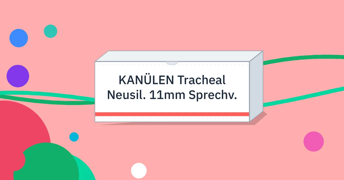 Symbolbild: Packung mit der Aufschrift KANÜLEN Tracheal Neusil. 11mm Sprechv. (PZN 01965797) – Verfügbarkeit und Bezug in Apotheken in Frankfurt am Main