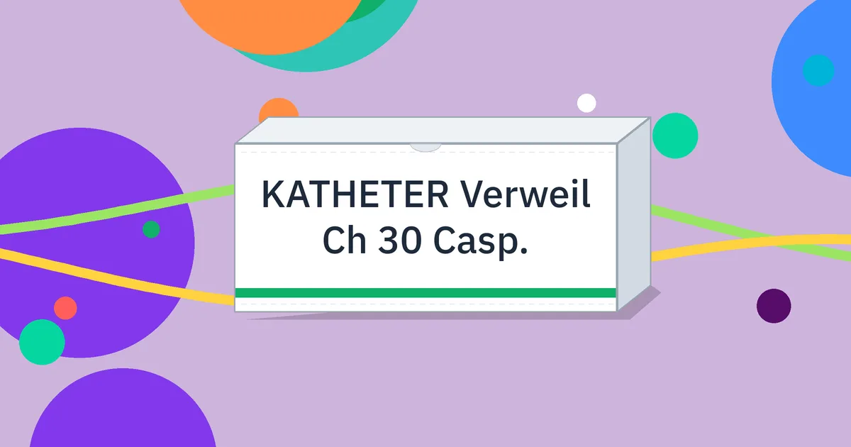 Symbolbild: Packung mit der Aufschrift KATHETER Verweil Ch 30 Casp. (PZN 01730261) – Verfügbarkeit und Bezug in Apotheken in Frankfurt am Main