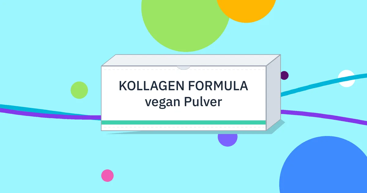 Symbolbild: Packung mit der Aufschrift KOLLAGEN FORMULA vegan Pulver (PZN 20385663) – Verfügbarkeit und Bezug in Apotheken in Frankfurt am Main