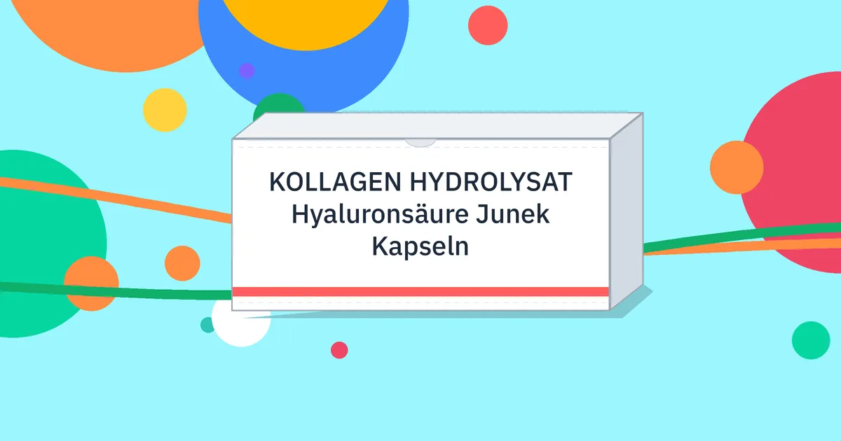 Symbolbild: Packung mit der Aufschrift KOLLAGEN HYDROLYSAT Hyaluronsäure Junek Kapseln (PZN 09325123) – Verfügbarkeit und Bezug in Apotheken in Frankfurt am Main