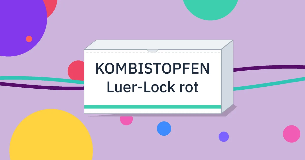 Symbolbild: Packung mit der Aufschrift KOMBISTOPFEN Luer-Lock rot (PZN 03219271) – Verfügbarkeit und Bezug in Apotheken in Frankfurt am Main