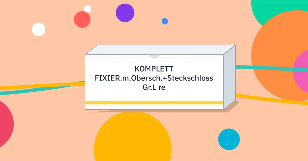 Symbolbild: Packung mit der Aufschrift KOMPLETT FIXIER.m.Obersch.+Steckschloss Gr.L re (PZN 11574230) – Verfügbarkeit und Bezug in Apotheken in Frankfurt am Main