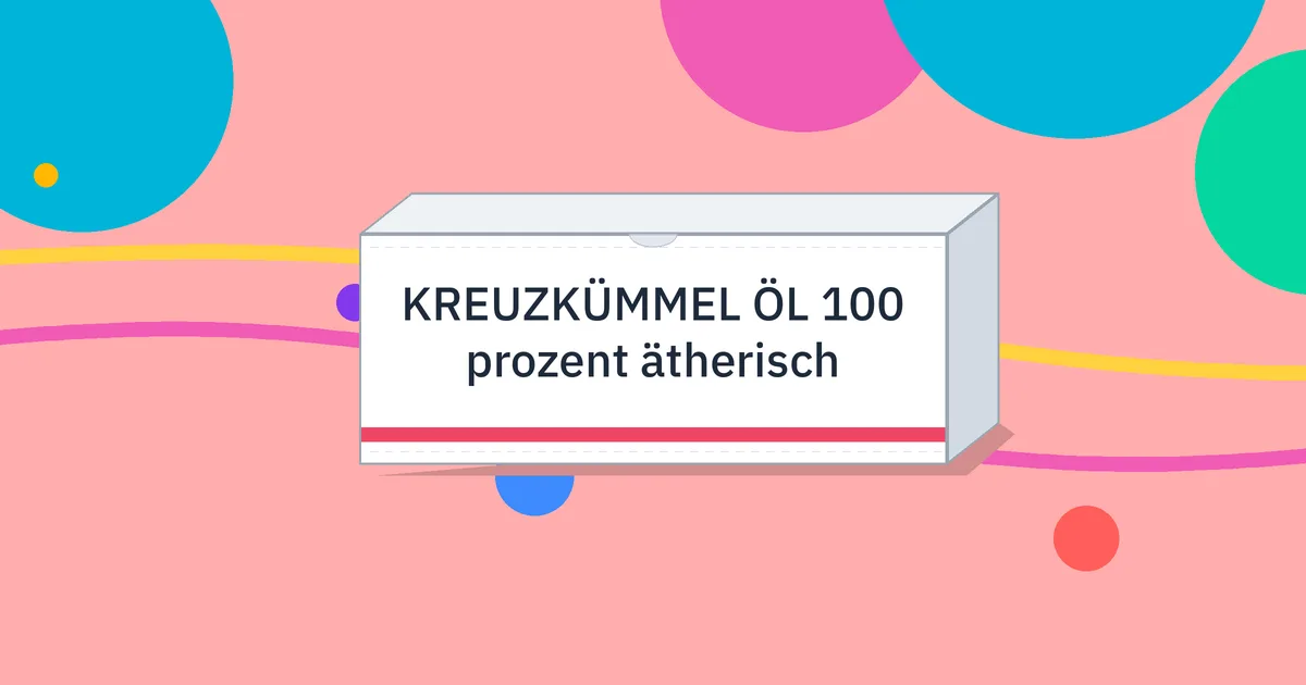 Symbolbild: Packung mit der Aufschrift KREUZKÜMMEL ÖL 100 prozent ätherisch (PZN 01991470) – Verfügbarkeit und Bezug in Apotheken in Frankfurt am Main