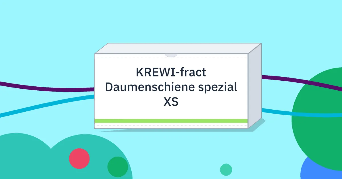 Symbolbild: Packung mit der Aufschrift KREWI-fract Daumenschiene spezial XS (PZN 17300195) – Verfügbarkeit und Bezug in Apotheken in Frankfurt am Main