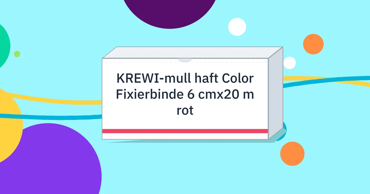 Symbolbild: Packung mit der Aufschrift KREWI-mull haft Color Fixierbinde 6 cmx20 m rot (PZN 11338972) – Verfügbarkeit und Bezug in Apotheken in Frankfurt am Main