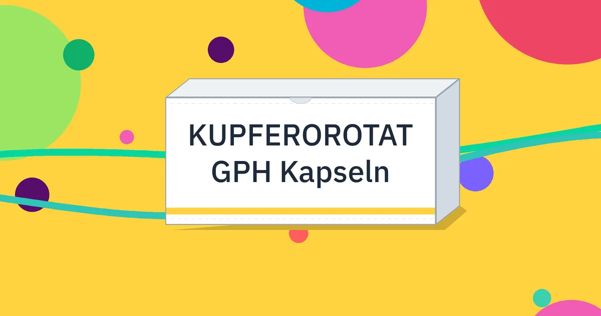 Symbolbild: Packung mit der Aufschrift KUPFEROROTAT GPH Kapseln (PZN 09899232) – Verfügbarkeit und Bezug in Apotheken in Frankfurt am Main