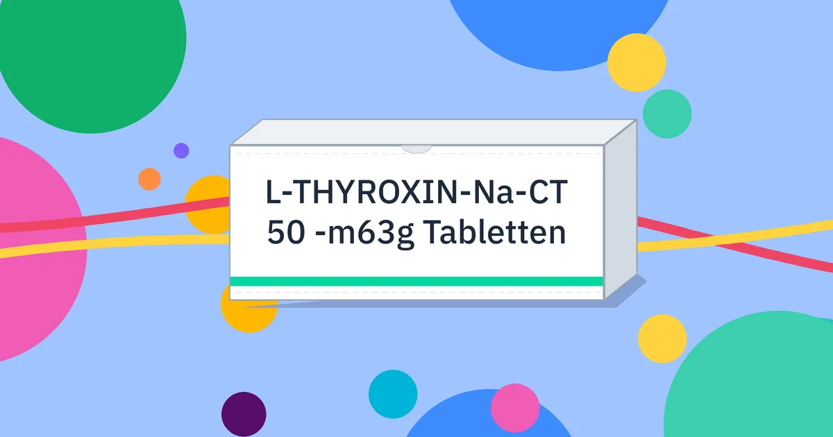 Symbolbild: Packung mit der Aufschrift L-THYROXIN-Na-CT 50 -m63g Tabletten (PZN 09245186) – Verfügbarkeit und Bezug in Apotheken in Frankfurt am Main