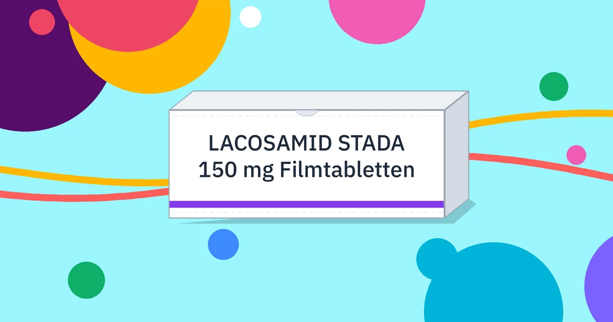 Symbolbild: Packung mit der Aufschrift LACOSAMID STADA 150 mg Filmtabletten (PZN 17273653) – Verfügbarkeit und Bezug in Apotheken in Frankfurt am Main