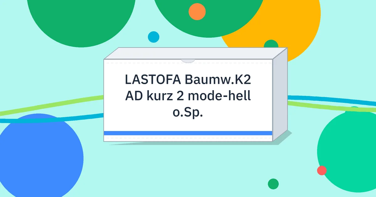 Symbolbild: Packung mit der Aufschrift LASTOFA Baumw.K2 AD kurz 2 mode-hell o.Sp. (PZN 01945748) – Verfügbarkeit und Bezug in Apotheken in Frankfurt am Main