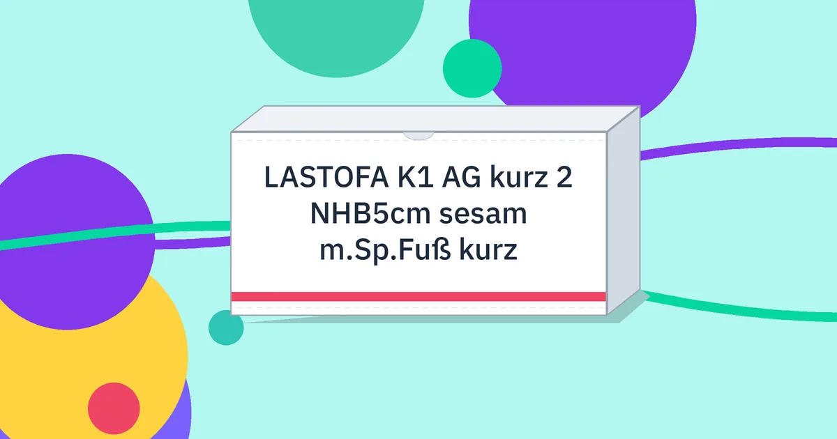 Symbolbild: Packung mit der Aufschrift LASTOFA K1 AG kurz 2 NHB5cm sesam m.Sp.Fuß kurz (PZN 13790245) – Verfügbarkeit und Bezug in Apotheken in Frankfurt am Main
