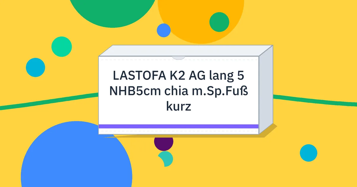 Symbolbild: Packung mit der Aufschrift LASTOFA K2 AG lang 5 NHB5cm chia m.Sp.Fuß kurz (PZN 13805981) – Verfügbarkeit und Bezug in Apotheken in Frankfurt am Main