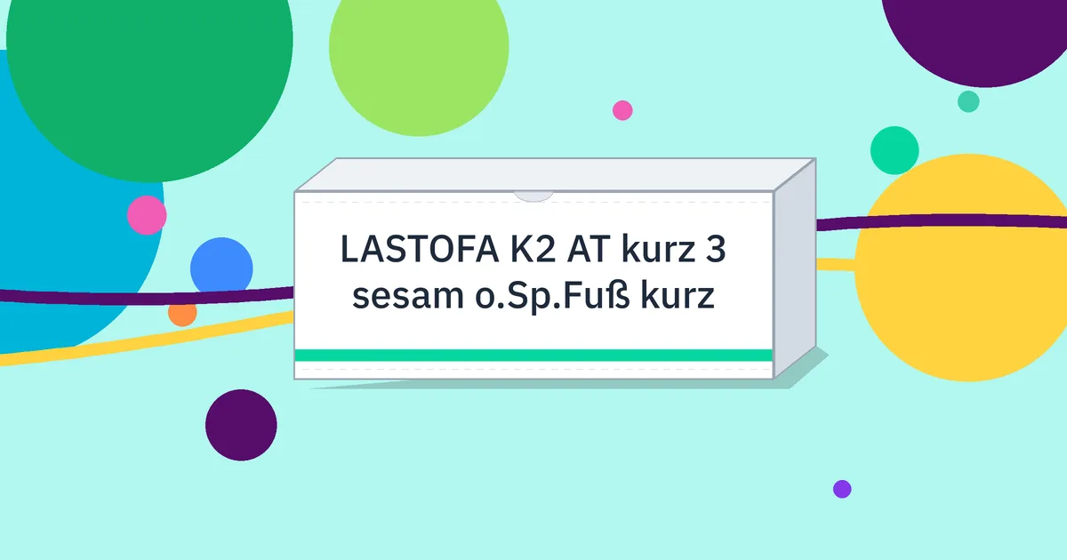 Symbolbild: Packung mit der Aufschrift LASTOFA K2 AT kurz 3 sesam o.Sp.Fuß kurz (PZN 13809134) – Verfügbarkeit und Bezug in Apotheken in Frankfurt am Main