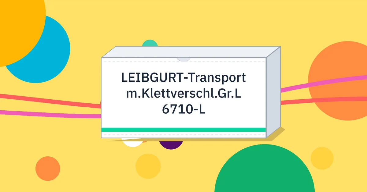 Symbolbild: Packung mit der Aufschrift LEIBGURT-Transport m.Klettverschl.Gr.L 6710-L (PZN 13586533) – Verfügbarkeit und Bezug in Apotheken in Frankfurt am Main