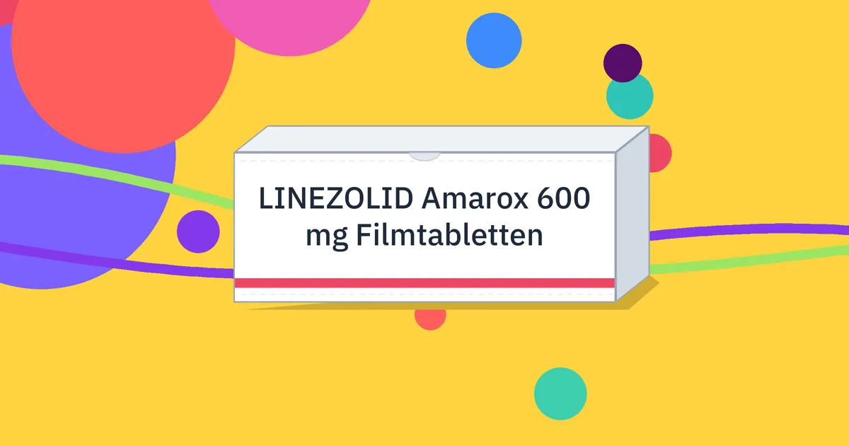Symbolbild: Packung mit der Aufschrift LINEZOLID Amarox 600 mg Filmtabletten (PZN 16804491) – Verfügbarkeit und Bezug in Apotheken in Frankfurt am Main