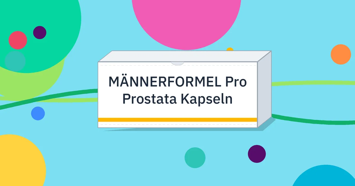 Symbolbild: Packung mit der Aufschrift MÄNNERFORMEL Pro Prostata Kapseln (PZN 17966304) – Verfügbarkeit und Bezug in Apotheken in Frankfurt am Main