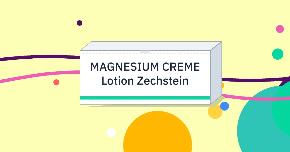 Symbolbild: Packung mit der Aufschrift MAGNESIUM CREME Lotion Zechstein (PZN 12902245) – Verfügbarkeit und Bezug in Apotheken in Frankfurt am Main