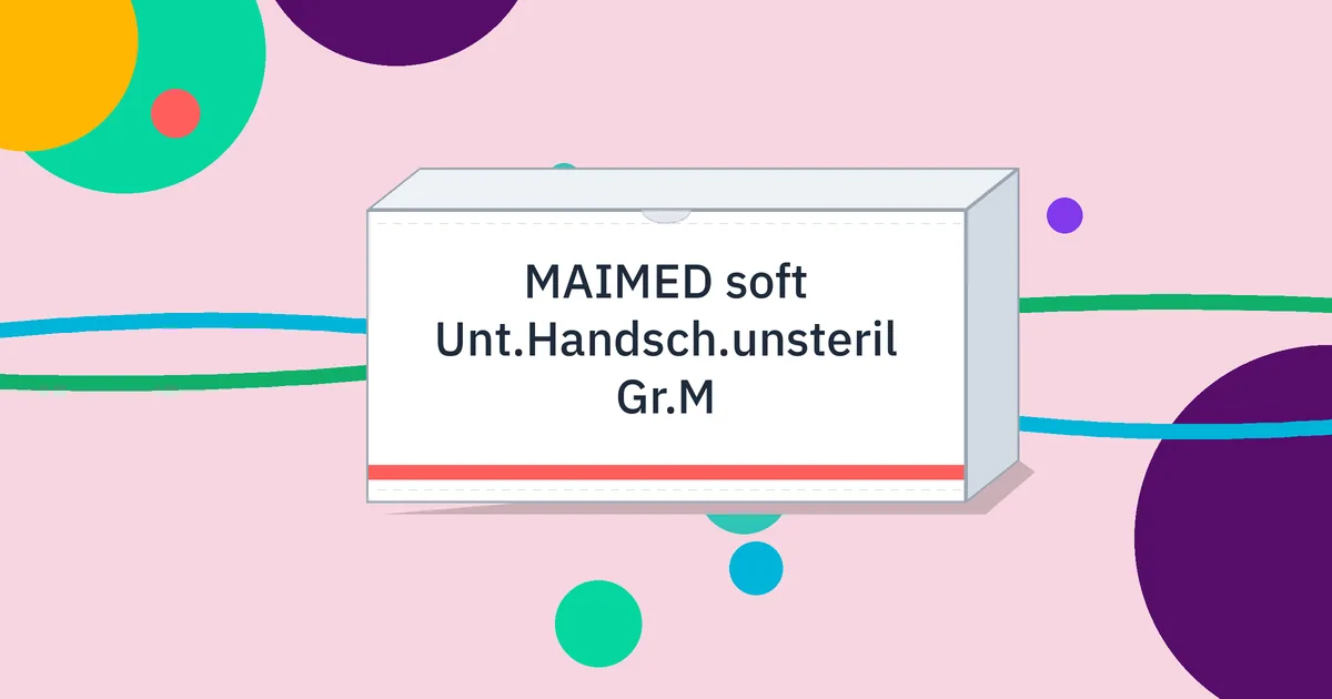 Symbolbild: Packung mit der Aufschrift MAIMED soft Unt.Handsch.unsteril Gr.M (PZN 00350898) – Verfügbarkeit und Bezug in Apotheken in Frankfurt am Main