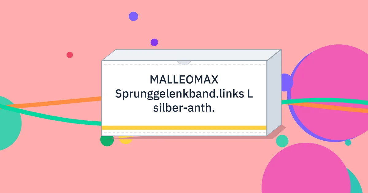 Symbolbild: Packung mit der Aufschrift MALLEOMAX Sprunggelenkband.links L silber-anth. (PZN 11097758) – Verfügbarkeit und Bezug in Apotheken in Frankfurt am Main