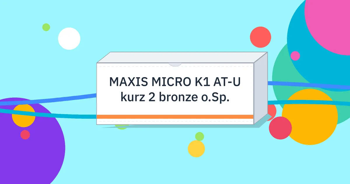 Symbolbild: Packung mit der Aufschrift MAXIS MICRO K1 AT-U kurz 2 bronze o.Sp. (PZN 17671744) – Verfügbarkeit und Bezug in Apotheken in Frankfurt am Main