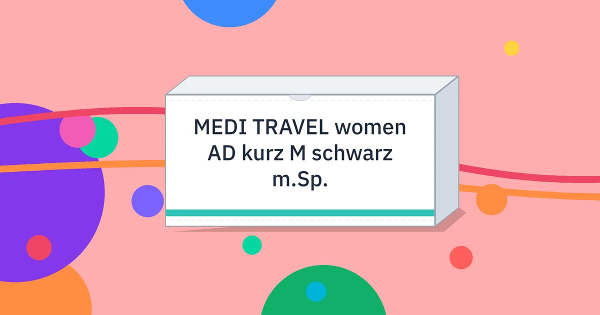 Symbolbild: Packung mit der Aufschrift MEDI TRAVEL women AD kurz M schwarz m.Sp. (PZN 07678030) – Verfügbarkeit und Bezug in Apotheken in Frankfurt am Main