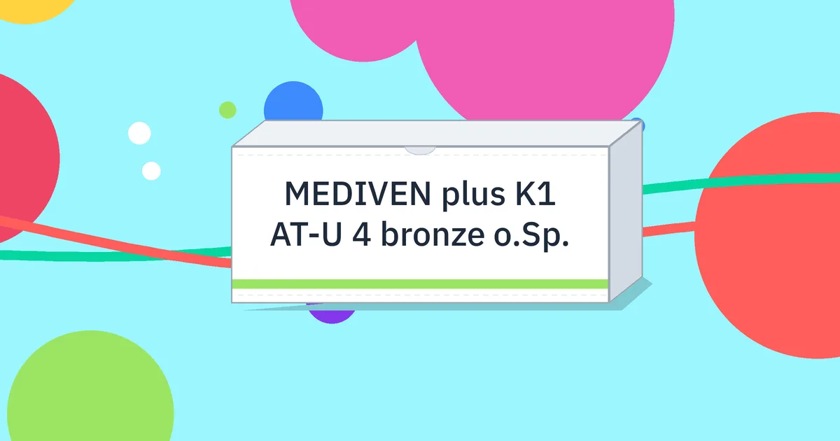 Symbolbild: Packung mit der Aufschrift MEDIVEN plus K1 AT-U 4 bronze o.Sp. (PZN 15030998) – Verfügbarkeit und Bezug in Apotheken in Frankfurt am Main