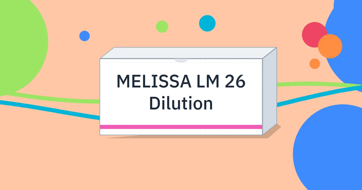 Symbolbild: Packung mit der Aufschrift MELISSA LM 26 Dilution (PZN 12947526) – Verfügbarkeit und Bezug in Apotheken in Frankfurt am Main