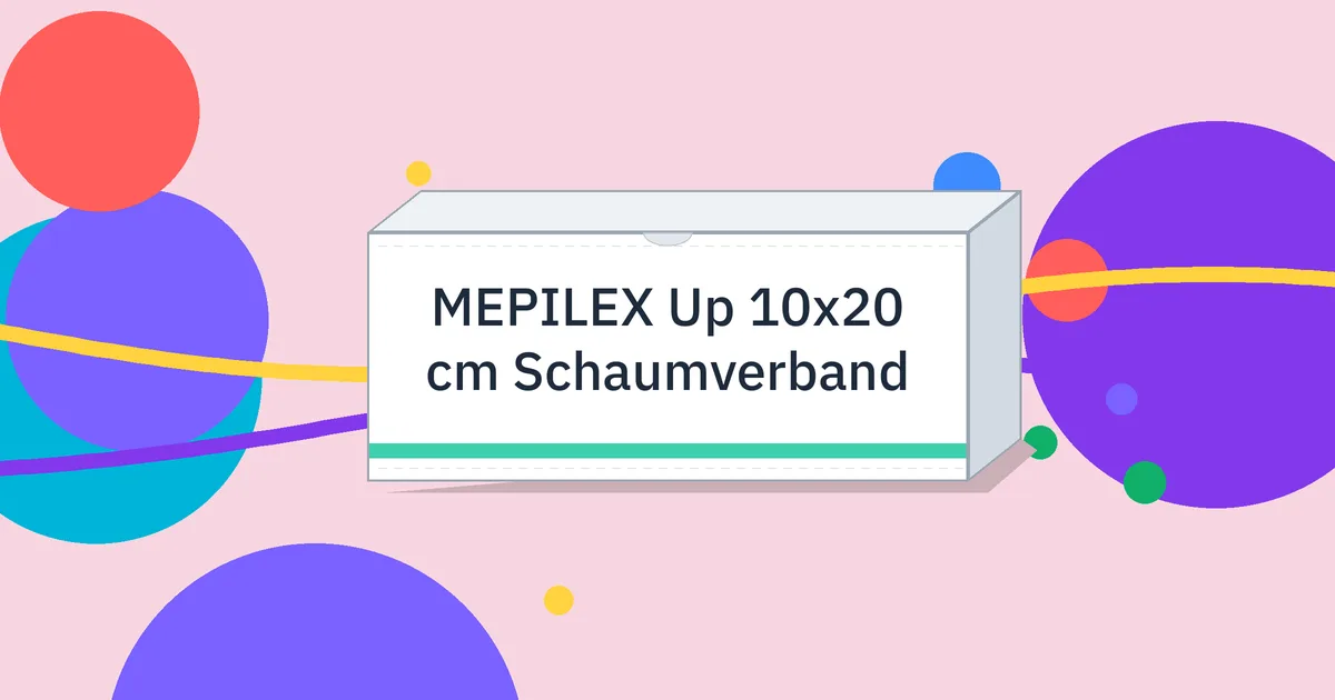 Symbolbild: Packung mit der Aufschrift MEPILEX Up 10x20 cm Schaumverband (PZN 20207217) – Verfügbarkeit und Bezug in Apotheken in Frankfurt am Main