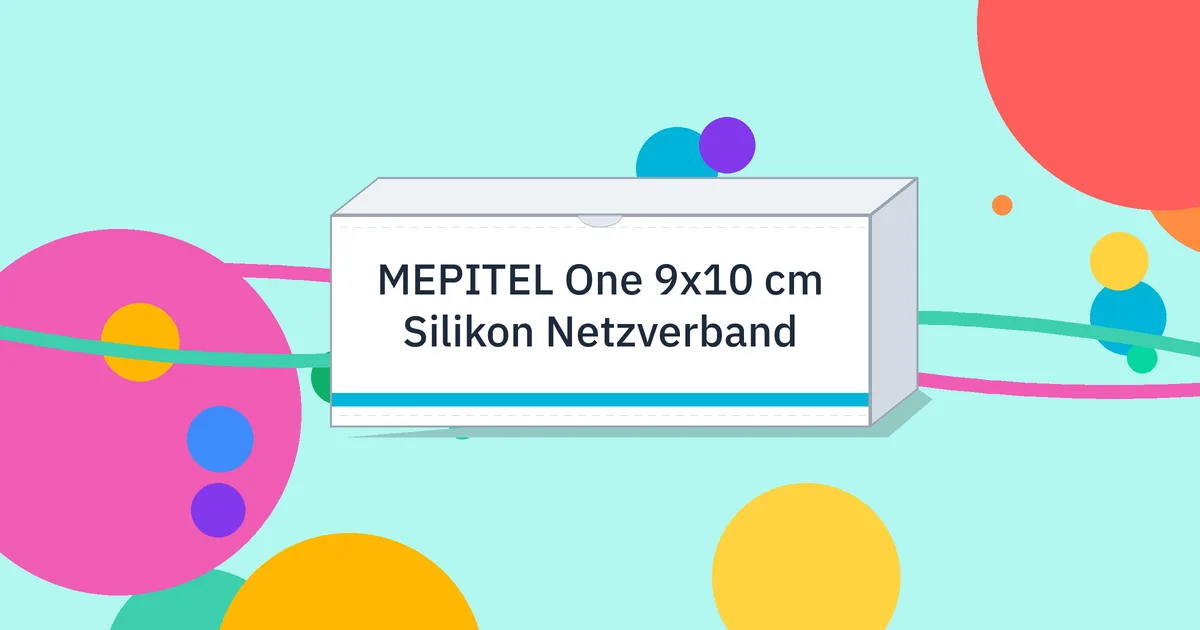 Symbolbild: Packung mit der Aufschrift MEPITEL One 9x10 cm Silikon Netzverband (PZN 19662519) – Verfügbarkeit und Bezug in Apotheken in Frankfurt am Main