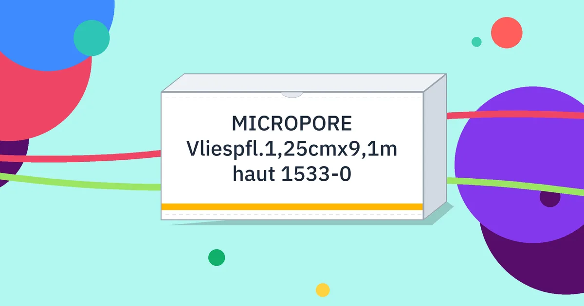 Symbolbild: Packung mit der Aufschrift MICROPORE Vliespfl.1,25cmx9,1m haut 1533-0 (PZN 09313864) – Verfügbarkeit und Bezug in Apotheken in Frankfurt am Main