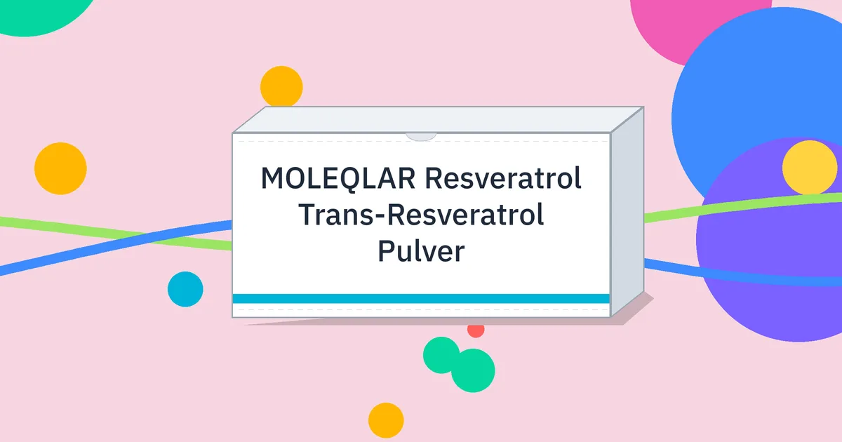 Symbolbild: Packung mit der Aufschrift MOLEQLAR Resveratrol Trans-Resveratrol Pulver (PZN 19790884) – Verfügbarkeit und Bezug in Apotheken in Frankfurt am Main
