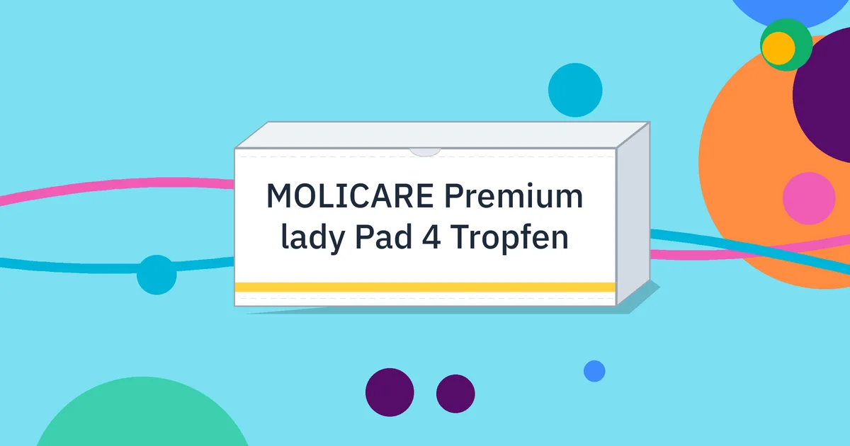 Symbolbild: Packung mit der Aufschrift MOLICARE Premium lady Pad 4 Tropfen (PZN 14029148) – Verfügbarkeit und Bezug in Apotheken in Frankfurt am Main