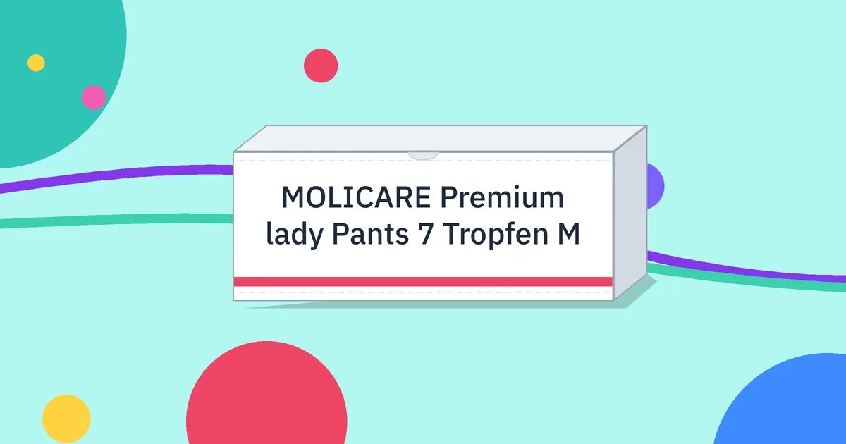 Symbolbild: Packung mit der Aufschrift MOLICARE Premium lady Pants 7 Tropfen M (PZN 14022577) – Verfügbarkeit und Bezug in Apotheken in Frankfurt am Main