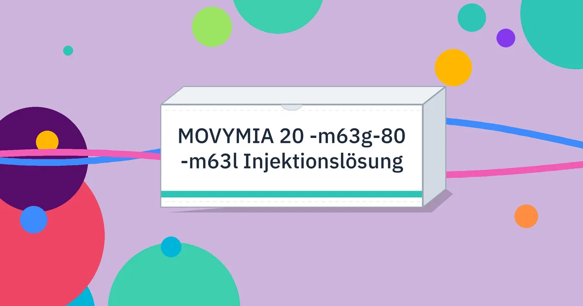 Symbolbild: Packung mit der Aufschrift MOVYMIA 20 -m63g-80 -m63l Injektionslösung (PZN 17400790) – Verfügbarkeit und Bezug in Apotheken in Frankfurt am Main