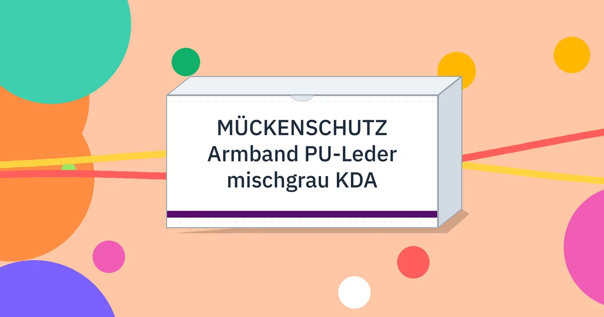 Symbolbild: Packung mit der Aufschrift MÜCKENSCHUTZ Armband PU-Leder mischgrau KDA (PZN 18295148) – Verfügbarkeit und Bezug in Apotheken in Frankfurt am Main