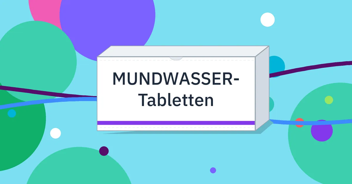 Symbolbild: Packung mit der Aufschrift MUNDWASSER-Tabletten (PZN 19859564) – Verfügbarkeit und Bezug in Apotheken in Frankfurt am Main