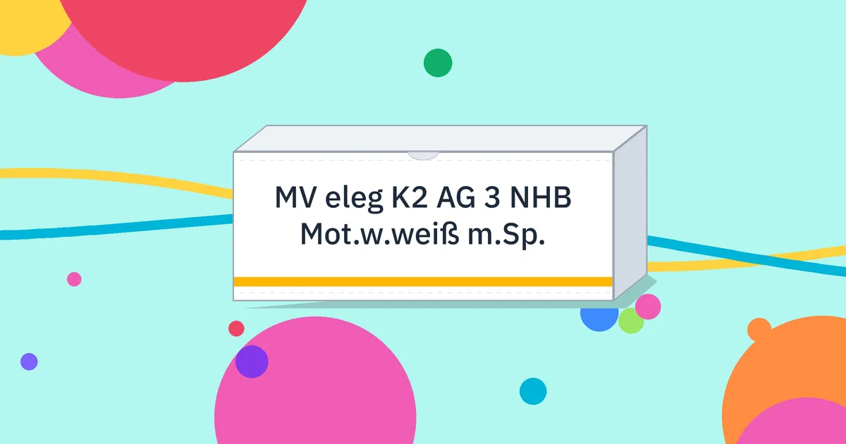 Symbolbild: Packung mit der Aufschrift MV eleg K2 AG 3 NHB Mot.w.weiß m.Sp. (PZN 15727972) – Verfügbarkeit und Bezug in Apotheken in Frankfurt am Main