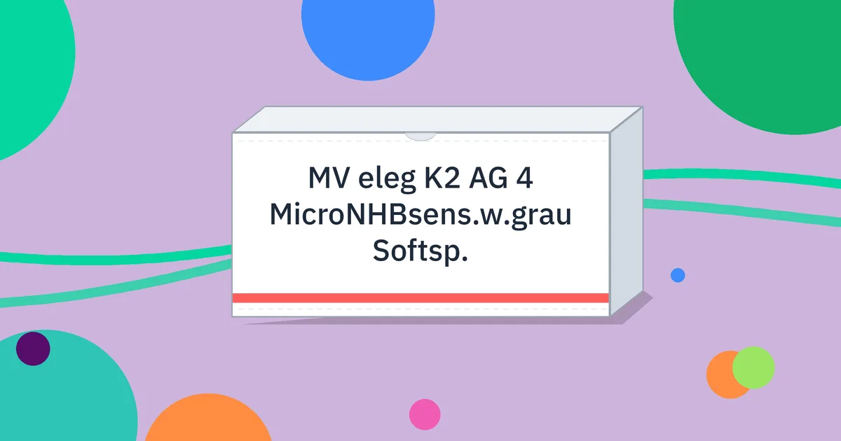 Symbolbild: Packung mit der Aufschrift MV eleg K2 AG 4 MicroNHBsens.w.grau Softsp. (PZN 18930834) – Verfügbarkeit und Bezug in Apotheken in Frankfurt am Main