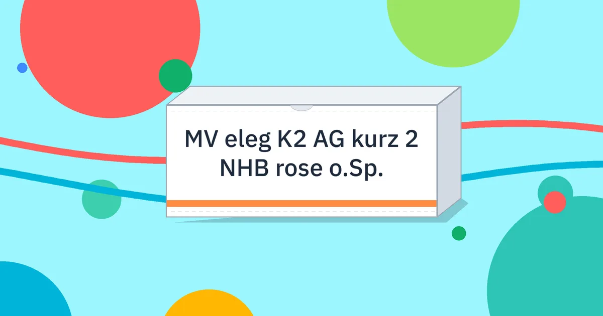 Symbolbild: Packung mit der Aufschrift MV eleg K2 AG kurz 2 NHB rose o.Sp. (PZN 15716017) – Verfügbarkeit und Bezug in Apotheken in Frankfurt am Main