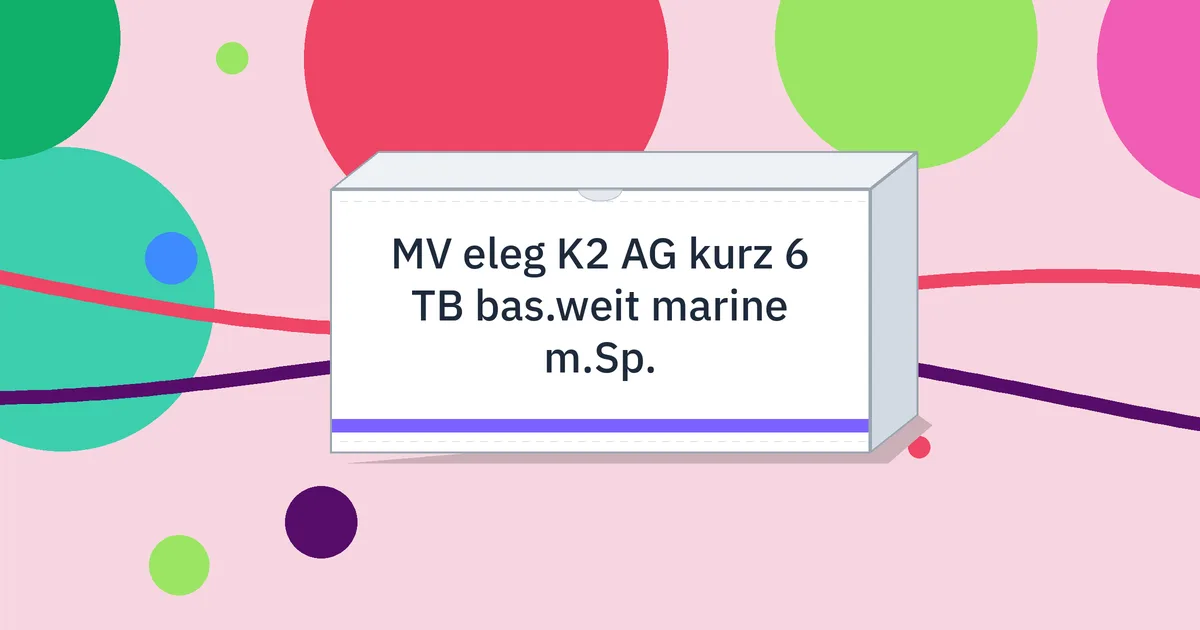Symbolbild: Packung mit der Aufschrift MV eleg K2 AG kurz 6 TB bas.weit marine m.Sp. (PZN 14608567) – Verfügbarkeit und Bezug in Apotheken in Frankfurt am Main
