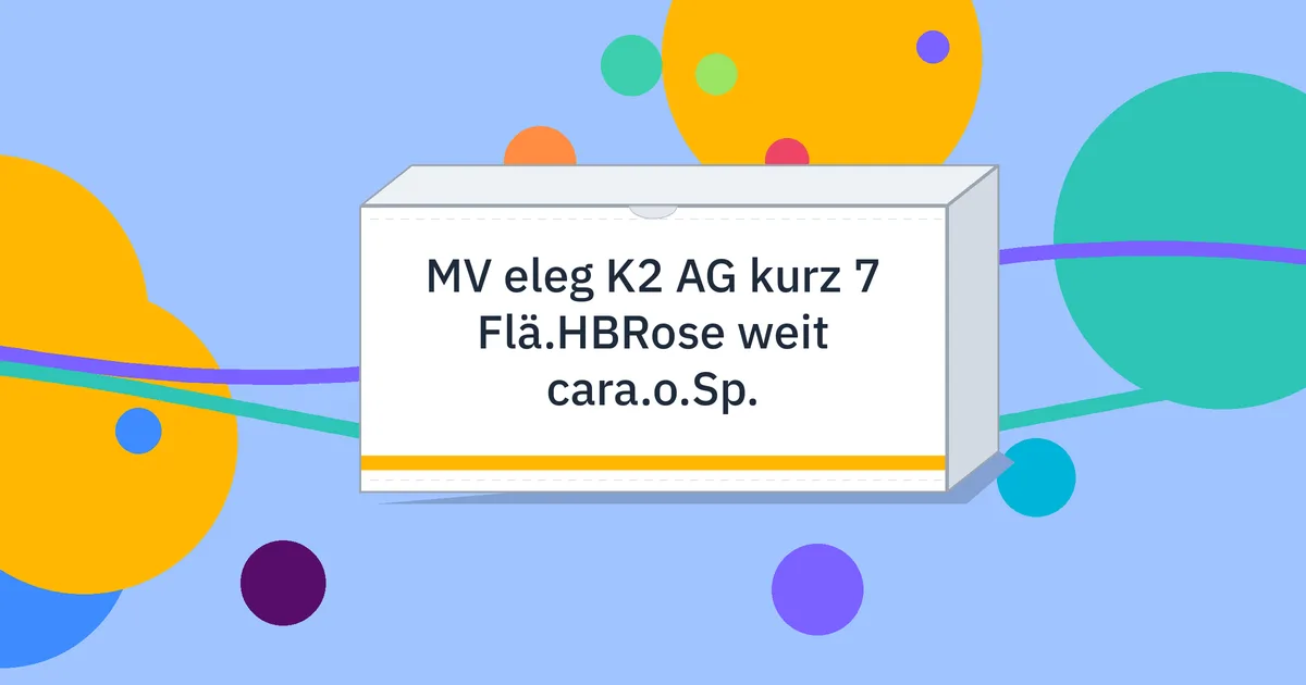 Symbolbild: Packung mit der Aufschrift MV eleg K2 AG kurz 7 Flä.HBRose weit cara.o.Sp. (PZN 15706674) – Verfügbarkeit und Bezug in Apotheken in Frankfurt am Main